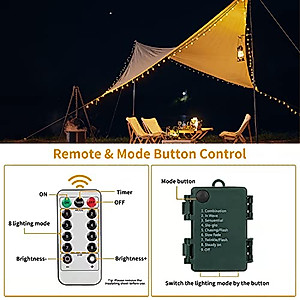 Goupfafa Battery Operated Globe String Lights, Outdoor String Lights 50.85FT 100 LED 8 Modes with Remote Timer Waterproof, Dimmable Christmas Lights Indoor Decor for Home Party Patio Garden Wedding