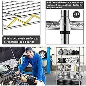 Storage Rack with Wheels, NSF Certification Shelving Unit Heavy Duty 6000 Lb Capacity 6 Tier Metal Shelf on Casters 48" L×18" W×78" H for Restaurant Garage Pantry Kitchen Movable Wire Rack, Chrome