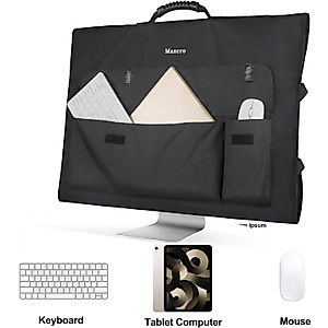 Mancro Monitor Carrying Case Compatible with Apple 27" iMac Desktop Computer, Padded Travel Carrying Bag with Rubber Handle, Pockets for 27" Screen and Accessories, Protective Case Monitor Dust Cover