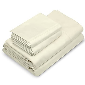 Van Harman 1000 Thread Count 100% Egyptian Cotton Bed Sheets 4 Pc Queen Bed Set Ivory, Sateen Weave Hotel Cotton Cotton Sheets, Single Ply Yarns, Luxury Collection, Fits mattress up to 16” Deep Pocket