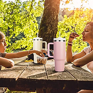 METRICCHIMP 40 oz Tumbler With Handle and Straw Lid Insulated Reusable Stainless Steel Water Bottle Travel Mug Iced Coffee Cup Travel Mug for Hot and Cold Beverages