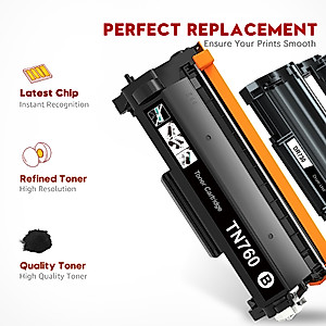 Toner Kingdom Compatible TN760 Toner Cartridge and DR730 Drum for Brother TN760 TN-760 TN730 TN-730 DR730 for Brother HL-l2395dw HL-L2350DW MFC-L2710DW Printer (2 Toners, 1 Drum Unit)