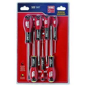 USAG 322 SH7 Set of 7 Screwdrivers for Slot-Head and Phillips® Screws