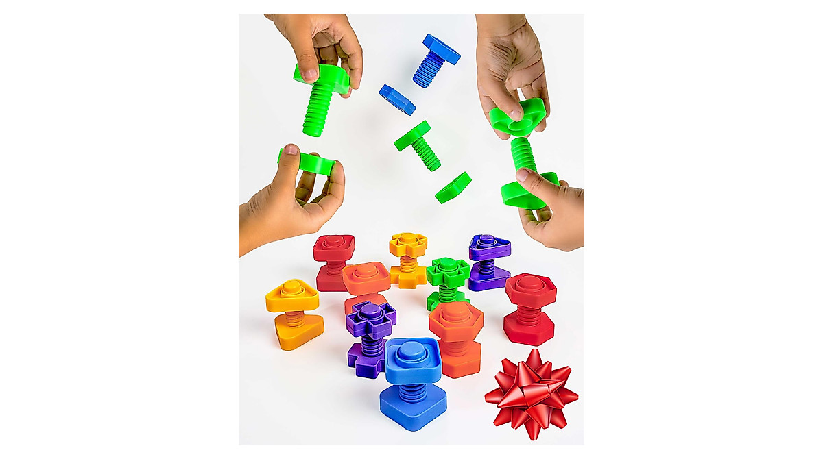 Skoolzy Kids Nuts and Bolts Set - 24 Piece Toddler STEM Toy