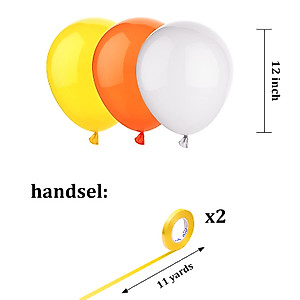 TKEJZu 100 Pcs 12 Inch Latex Balloons White Orange and Yellow Balloons Thanksgiving Decorations Fall Party Supplies for Autumn Birthday Happy Fall Party, Wedding, Engagement, Baby Shower Decoration