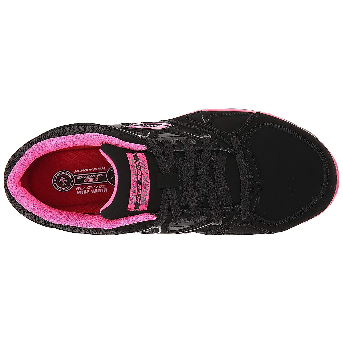 Skechers for Work Women's Synergy Sandlot Lace-Up, Black/Pink, 7.5 XW US