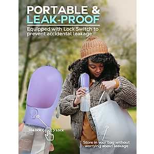 CO'ESSTRA Pet Water Bottle - Portable Dog Water Bottle Dispenser with Poop Bag - 20oz Leak Proof Dog Travel Water Bottle with Feeder - Puppy Water Bottles for Walking, Hiking, Camping