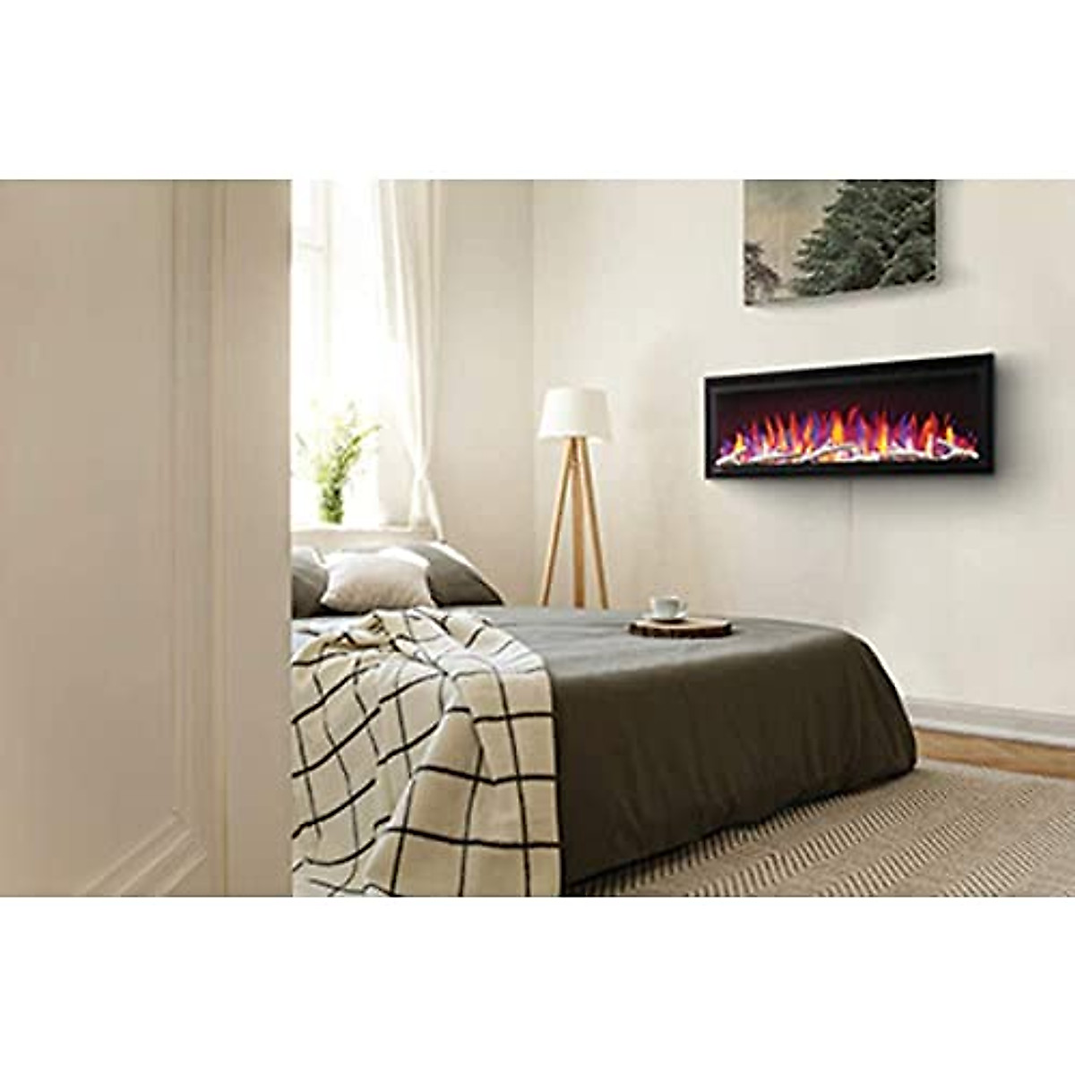 Napoleon Entice 42 - NEFL42CFH - Wall Hanging Electric Fireplace, 42-in, Black, Glass Front, Glass Crystal Ember Bed, 3 Flame Colors, Remote Included