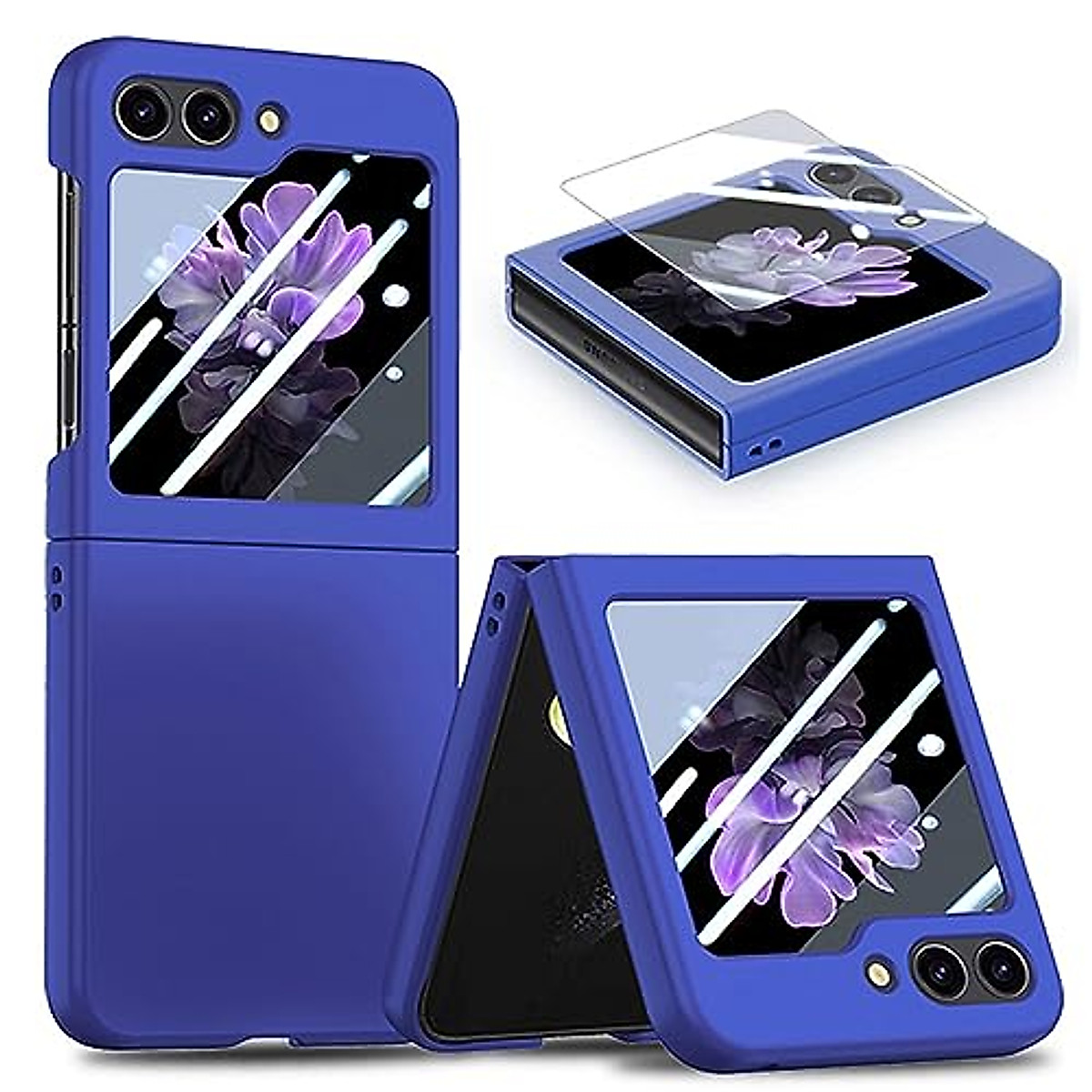 Phone flip case Compatible with Samsung Galaxy Z Flip 5 Case with Built in Front Screen Protector,Ultra Slim Case Matte PC Shockproof Protection Anti-Scratch Phone Case Galaxy Z Flip 5 Phone Cover (