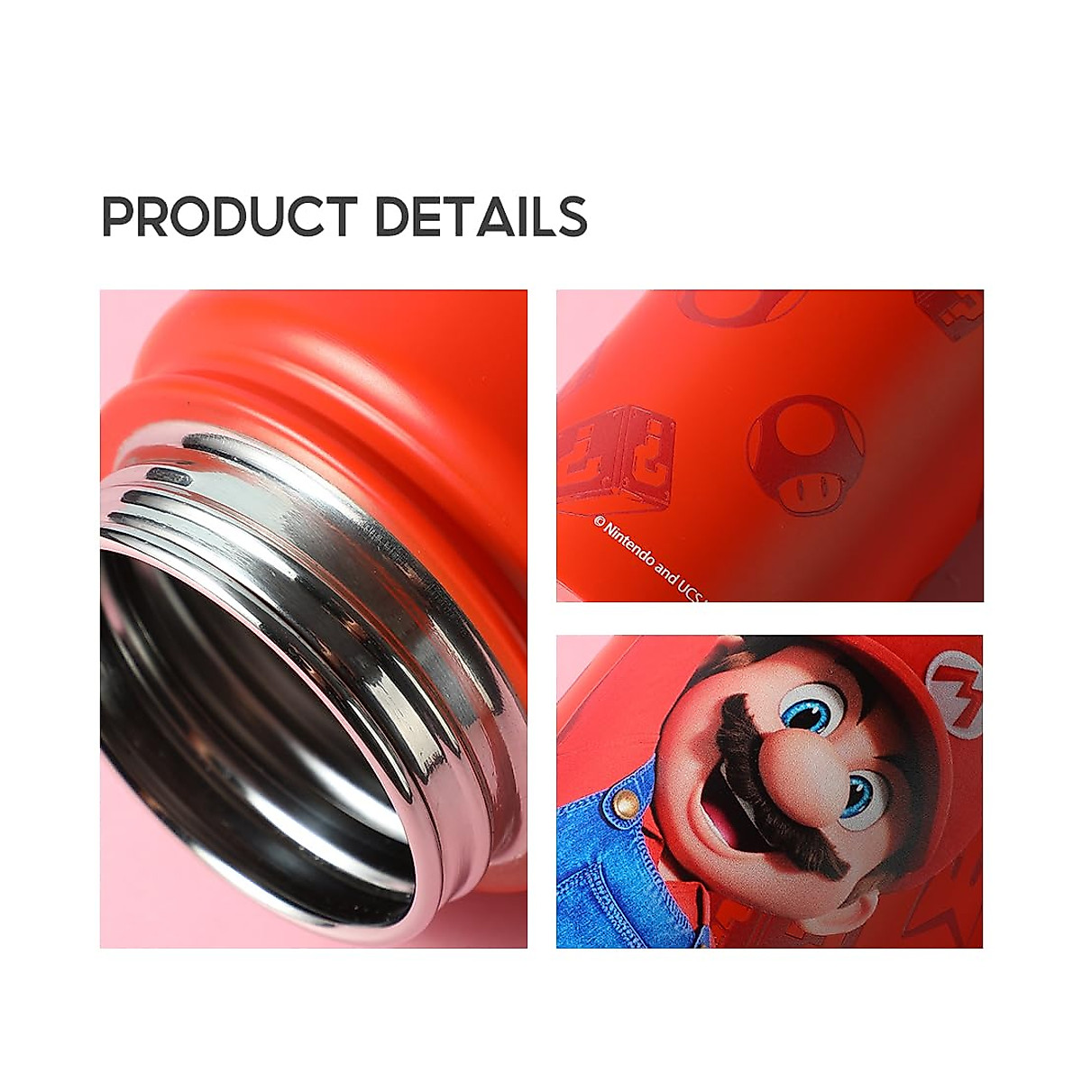 MINISO Super Mario Bros Collection Stainless Steel Water Bottle with Handle - 900mL