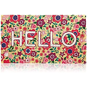 Juvale Natural Coir Hello Spring Door Mat for Front Door Entry, Floral Welcome Non-Slip Rug (30x17 in)