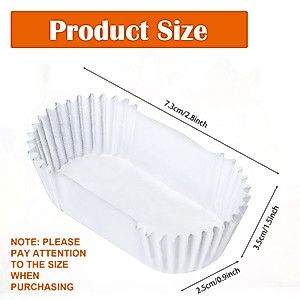 2000 Pieces Oval Cake Paper Tray Baking Cup White Cupcake Papers Mini Loaf Pan Liners Muffin Cups Paper Liners High Temperature Cake Cup Grease Proof Cupcake Liners for Cupcake Muffin Bread