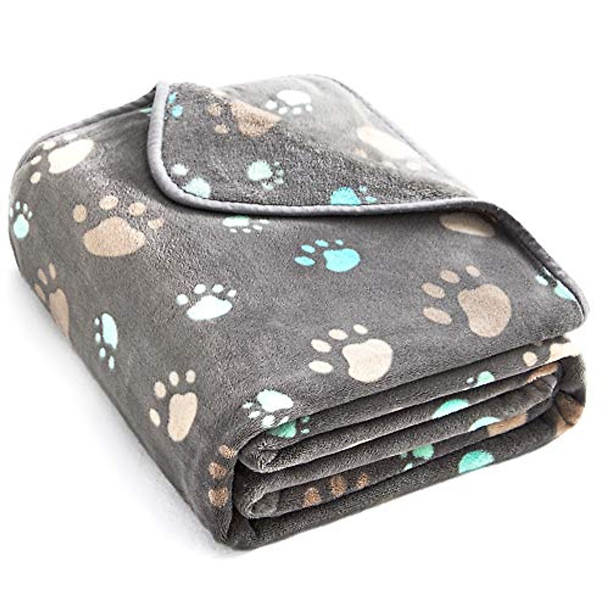 Allisandro 350 GSM-Super Soft and Premium Fuzzy Flannel Fleece Pet Dog Blanket, The Cute Print Design Washable Fluffy Blanket for Puppy Cat Kitten Indoor or Outdoor, Grey, 40 x 32 Inches