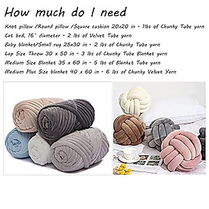 Aloiyue Chunky Knit Yarn,Velvet Bulky Big Cotton Tube Thick 17.6oz Giant Puffy Stuffed for Handmade Weave Throw Blanket Knot Pillow Cat Nest,22 Yards DIY Vegan Yarn,Light Grey 1.1lbs/17.6oz/22yards