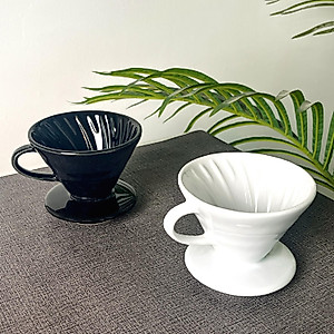 Pour Over Coffee Maker, Single Cup Coffee Dripper, Manual Porcelain Slow Brewing Accessories for Travel, Camping, Office, Home, Cafe, Coffee Gifts (White, Small,1-2Cups)