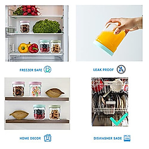 wemburly 6Pack Meal Prep Containers Reusable Glass 2Cup Overnight Oats Containers With Lids Glass Containers16OZ Borosilicate Glass Jars Diswasher Safe