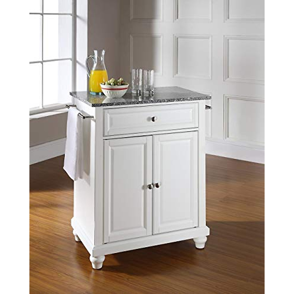 Crosley Furniture Cambridge Cuisine Kitchen Island with Solid Grey Granite Top - White