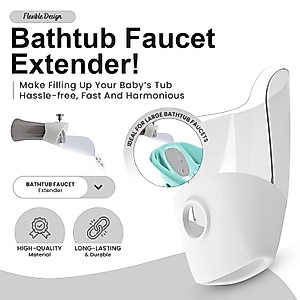 Bath Helper - Bath Tub Faucet Extender - Guides Water Directly from Faucet to Baby Bath Tub Without Excessive Water Waste and Splashing, 1 Pack (Clear White)