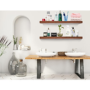 TANYRE 24 inch Rustic Farmhouse Floating Shelves, Wall Mounted Shelves for Bedroom Living Room Kitchen, Set of 2(Honey Oak)