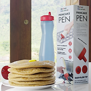 Bahoki Essentials Pancake Pen - Easy Squeeze Pancake Art Plastic Bottle Container - Pancake and Crepe Batter Mixer and Dispenser - Kitchen Baking Tool and Supplies - Drip Free Silicone Nozzle