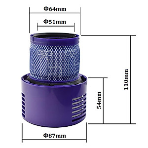 4-PACK Replacement HEPA Filters Compatible with Dyson V10 Vacuum,Compare to Part # 969082-01 or # DY-969082-01 - Fre.Filtor