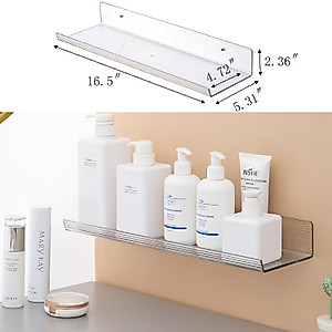 Sooyee 16.5" Clear Acrylic Shelves Wave Texture, Floating Shelves for Wall Storage,Book Display Shelf,Wall Shelves for Bedroom,Bathroom,Living Room, Kitchen,Set of 8