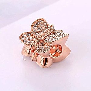 ARTCHARM Rose Gold Sparkling Butterfly with Australian Crystals Charm 925 Sterling Silver Bead for European Compatible Brand Bracelet