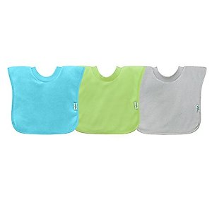 green sprouts Stay-dry Toddler Bib (3pk) | Convenient stay-put protection | Wide coverage & waterproof, Pull-over design, Bibs, One Size, Aqua set (Aqua, Green, Grey)