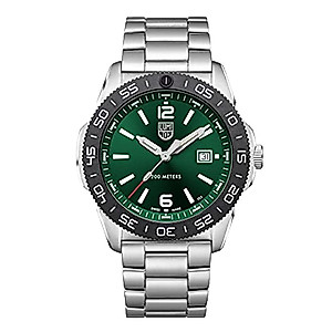 Luminox Pacific Diver XS.3137 Mens Watch 44mm - Dive Watch in Silver/Green Date Function 200m Water Resistant Sapphire Glass