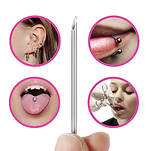 Gospire 30Pcs 14G Piercing Needles for Nose Ear Stainless Steel Needles Tattoo Supplies Disposable Body Piercing Needles Sterilized Surgical Steel (14G-30pcs)