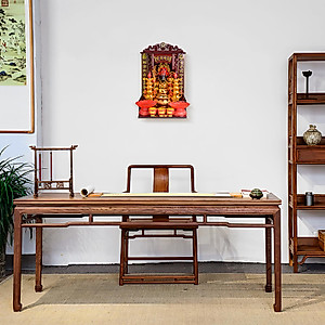 BESTOYARD for Buddha Altar Shelf for Wall Altar Cabinet Wall Mount Japanese Decor Buddha Shelf for Desktop Chinese Decor Buddhist Altar Wall Shelf Temple Buddha Statue Wood Red Pet