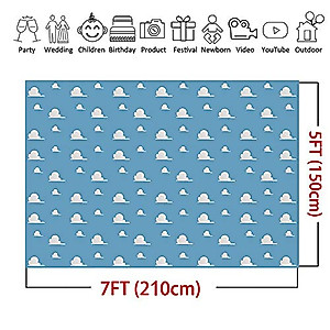 Art Studio 7x5ft It's a Boy Story Themed Birthday Party Photography Backdrops Blue Sky White Clouds Baby Shower Photo Background Kids Hero Photo Booth Studio Props Vinyl
