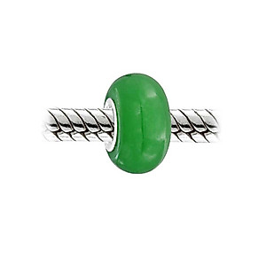 Dyed Green Jade Gemstone Spacer Bead Charm Bead For Women .925 Sterling Silver Fits European Bracelet