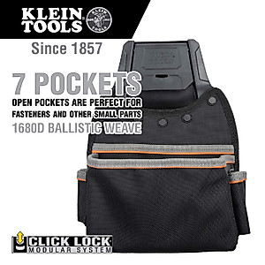 Klein Tools 55913 Tool Pouch, Tradesman Pro Modular Parts Pouch with Belt Clip works with Klein Click Lock Modular Wall Rack and Tool Belts