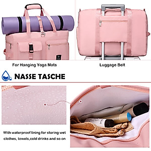 MYHOZEE Travel Yoga Gym Bag for Women, Waterproof Sports Duffel Bag Large Weekender Overnight Bags with Shoes Compartment & Wet Pocket Green