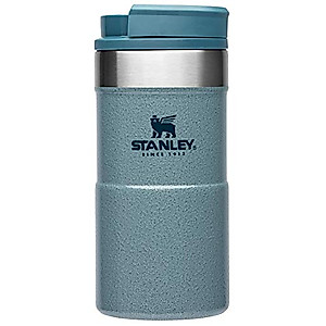 Stanley NeverLeak Travel Mug .25L Hammertone Ice - Leakproof - Tumbler for Coffee, Tea & Water - BPA FREE - Stainless-Steel Thermo Cup fits under most coffee makers - Dishwasher Safe