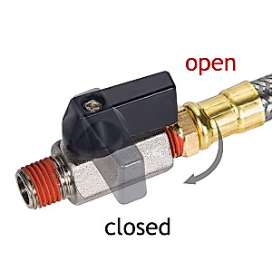 Breezliy Extended Tank Drain Valve Assembly Kit,10 Inch Braided Steel Hose 1/4 Inch NPT Drain Valve and Elbow Fitting for Air Compressor with Two Extra 1/4" to 3/8" Brass Adapter and Thread Seal Tape