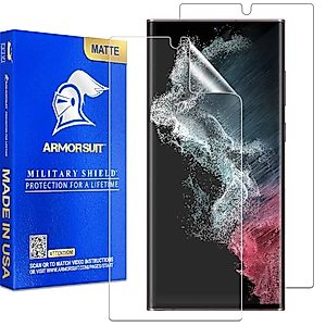 ArmorSuit 2 Pack for Samsung Galaxy S22 Ultra 6.8" Anti-Glare Screen Protector Case Friendly MilitaryShield Matte Film - Made in the USA