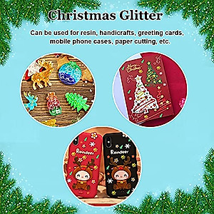Christmas Glitter, 100g Cosmetic Craft Holographic Glitter for Epoxy Resin, Laser Snowflake Christmas Tree Flakes for Nails, Face, Make Up, Body, Tumblers, Chunky Glitter Festival Decor（SD-03）