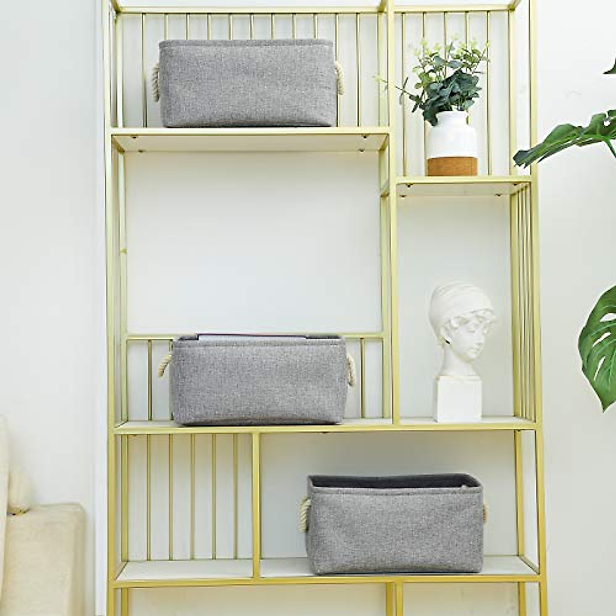 Foldable Storage Baskets for Organizing Sturdy Fabric Storage Bins for Shelves Storage Box with Handle for Home as Toy Clothes Storage (15.7x11.8x7.8 in)(Gray 3PCS)