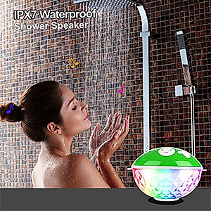 Waterproof Portable Bluetooth Speaker,Blufree Wireless Shower Speaker with Light Show,Built-in Mic,50ft Wireless Range,IPX7,Loud Stereo Sound Outdoor Speakers for Sports Travel Camping Home Party Pool