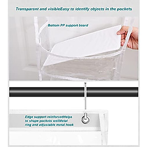 Fixwal 2 Pack 5-Shelf Over The Door Hanging Pantry Organizer, Hanging Storage with Clear Plastic Pockets, Large Capacity Door Organizer for Closet, Bedroom, Nursery, Bathroom and Sundries