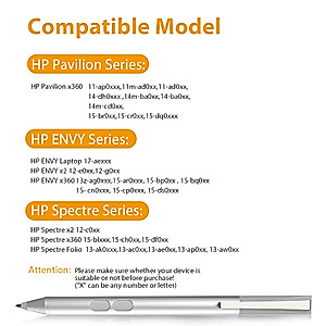 ﻿﻿Stylus Pen for HP Pavilion x360 Touchscreen Laptop Pencil,HP Pavilion x360 11m-ad0 14M-ba0 14-cd0 15-br0;HP Envy x360 15-bp0,x360 15-cn0,X2 12-e0xx,X2 12g0xx;HP Spectre x360 13-ac0xx 15-blxxx