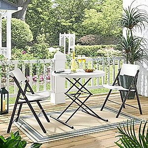 Living and More Commercial Folding Chair, Ergonomic Swiveling Back, Indoor Outdoor Use, 350-Pound Capacity, 1 Pack, White