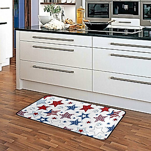 SLHKPNS 4th of July Patriotic Kitchen Rugs,American Flag Rug Non-Slip Kitchen Mat Comfort Runner Doormat 39x20 Inch Soft Floor Mat for Home Decor