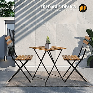 FDW Outdoor Furniture Set Small Patio Table and Folding Chairs for Lawn Balcony Backyard Yard Bistro Apartment Nature