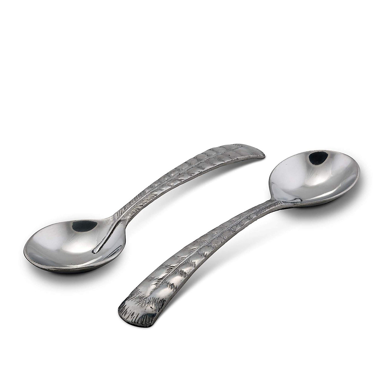 Arthur Court Salad Servers Feathers Metal Pair Thanksgiving Table 2 pieces Cast Aluminum 11 inch Long