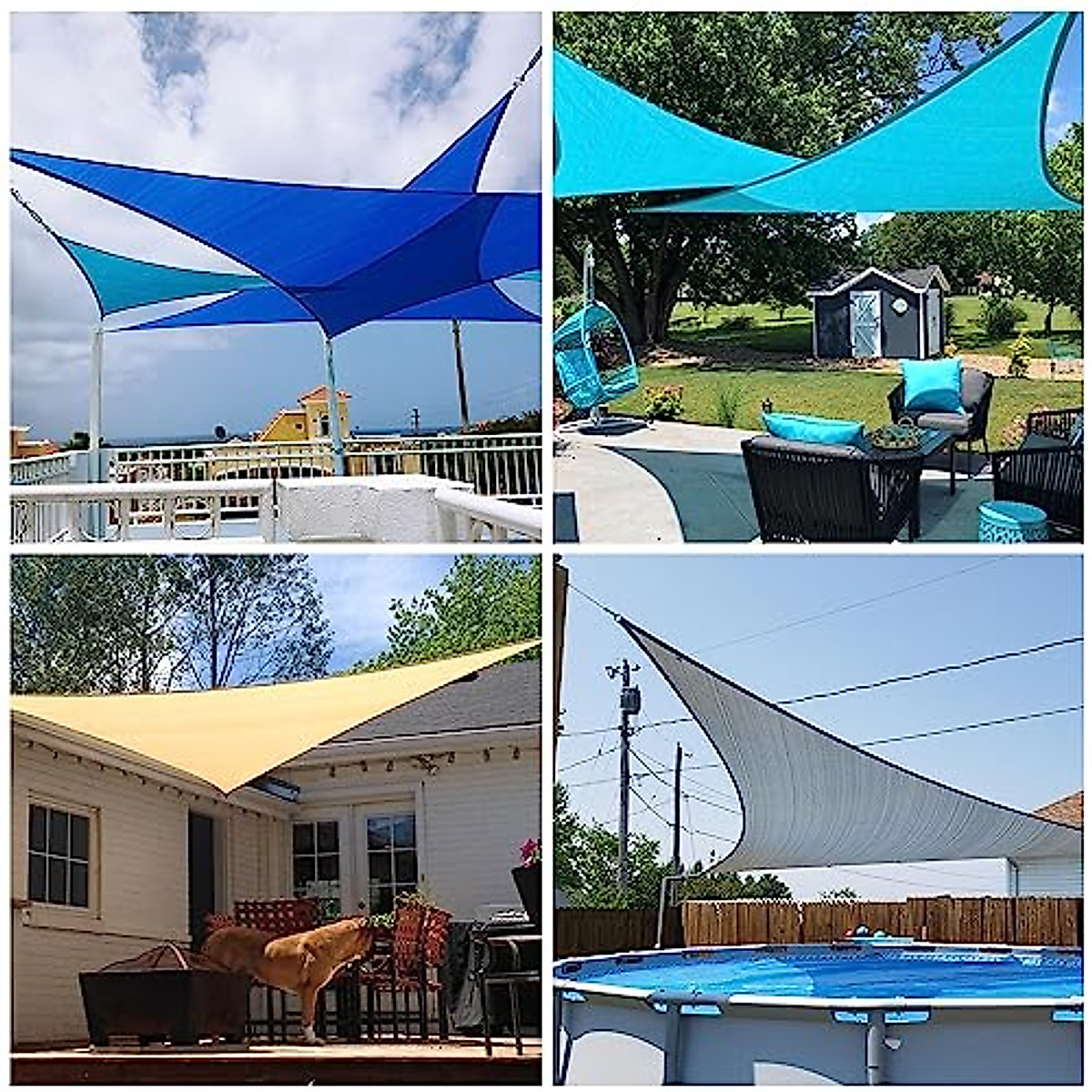 Patio Paradise 16' x16'x 16' Beige Sun Shade Sail Triangle Canopy - Permeable UV Block Fabric Durable Outdoor - Customized Available