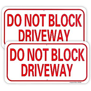 2-Pack Do Not Block Driveway Sign, 14"x 7" .04" Aluminum Reflective Sign Rust Free Aluminum-UV Protected and Weatherproof