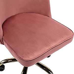 Wahson Comfy Home Office Chair, Upholstered Task Chair Swivel Armless Chairs,Metal Legs,Pink